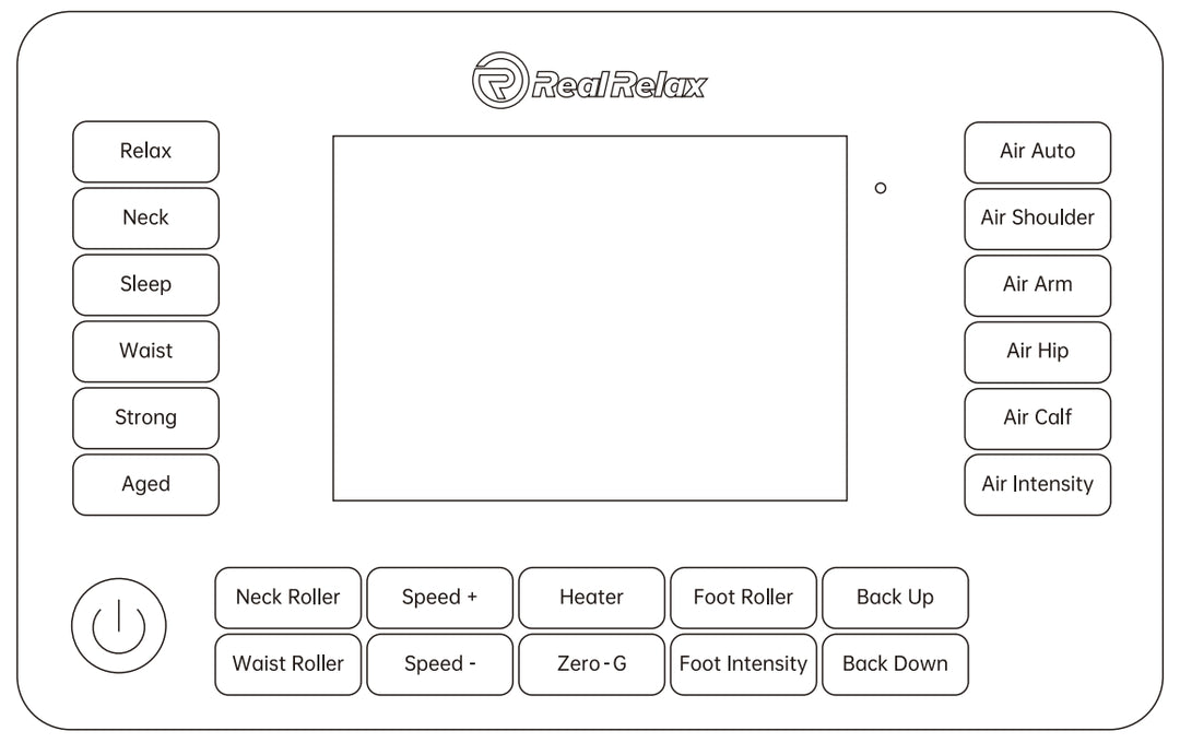 What are key functions of LCD touch screen of Real Relax massage chair